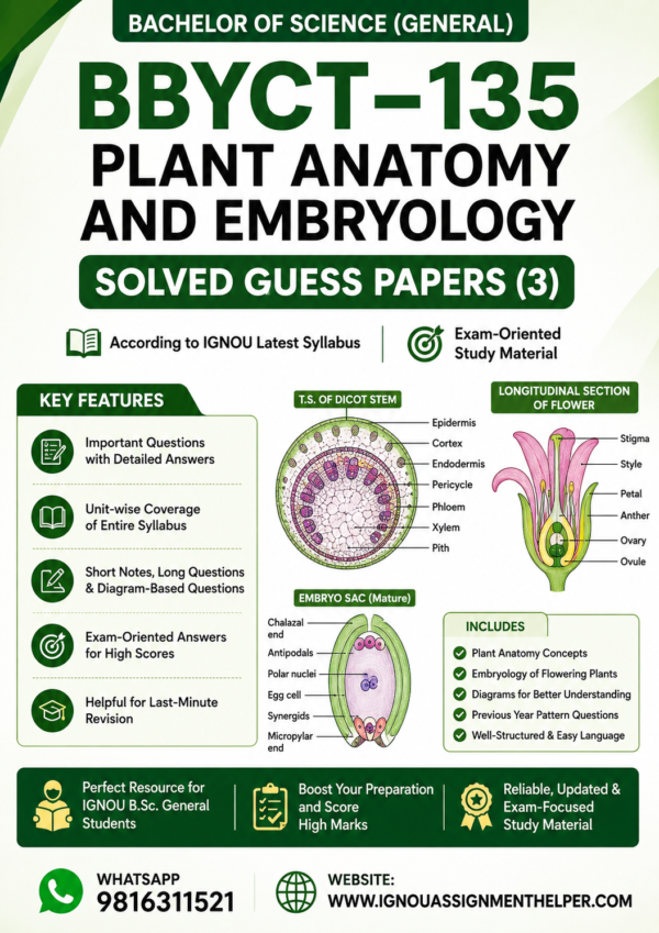 BBYCT-135 Solved Guess Papers 3 | Plant Anatomy and Embryology | IGNOU ...